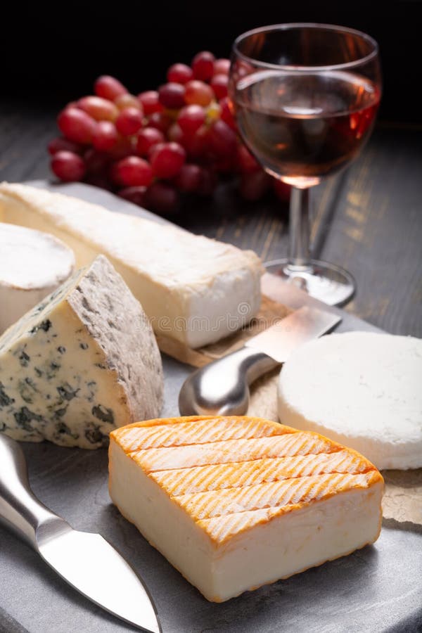 French Cheeses Plate in Assortment, Blue Cheese, Brie, Munster, Stock ...