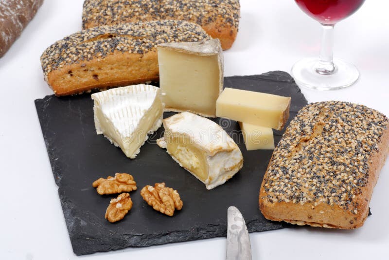 French Cheeses Slate Bread Nuts Stock Photos - Free & Royalty-Free ...
