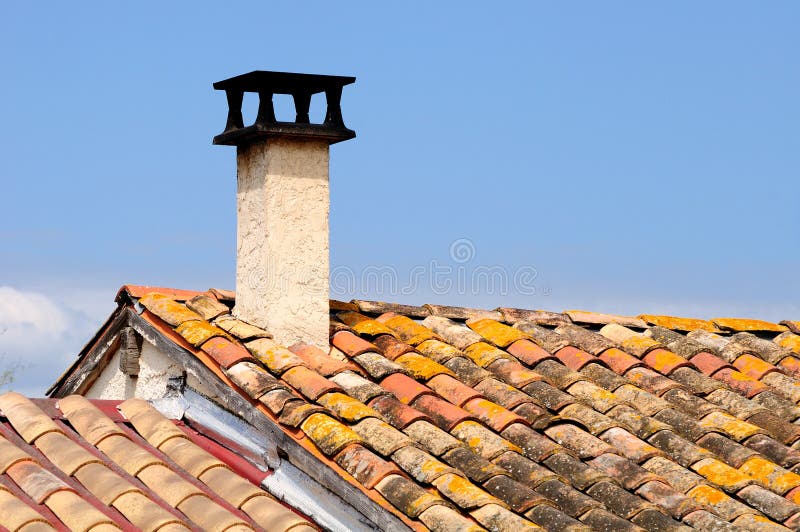 Chimney on the French Rooftops Stock Photo - Image of tops, warmup ...