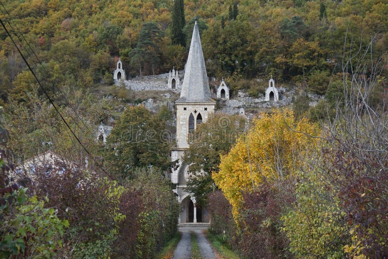 French church stock photo. Image of green, shrine, trees - 78118332