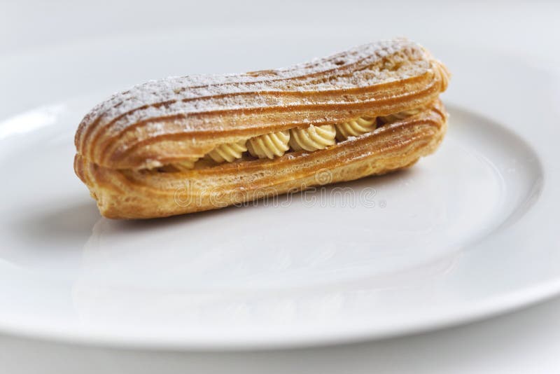 French Classic Pastry on a White Plate Stock Photo - Image of yummy ...