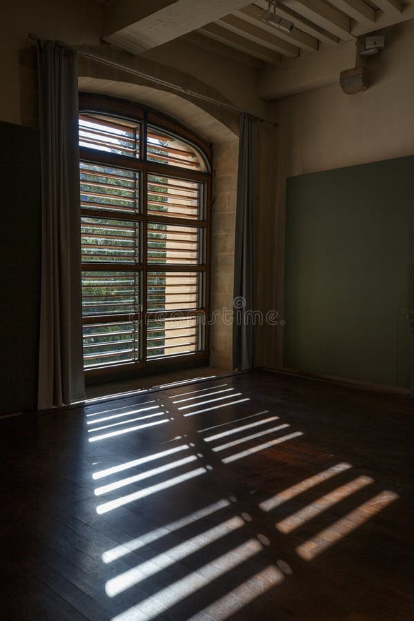 French Classical Architecture Interior with Wooden Windows and Shadows ...