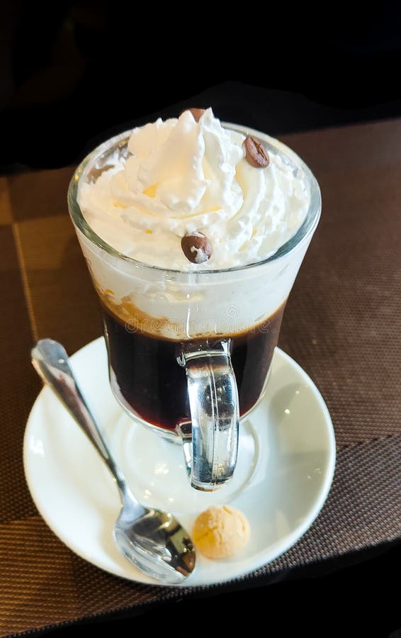 French Coffee with Cognac and Whipped Cream Stock Image - Image of ...