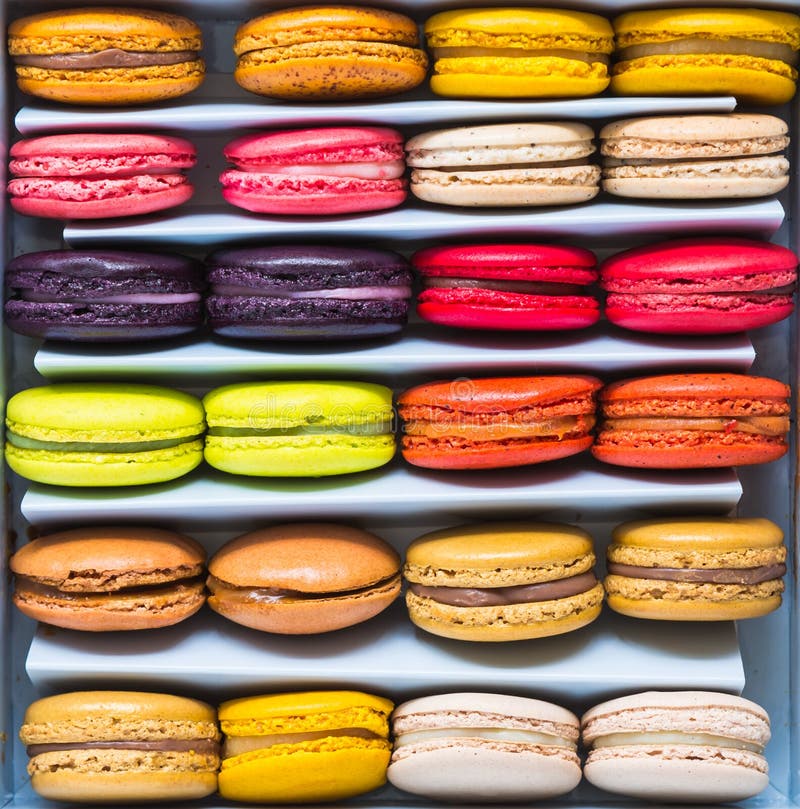Colorful French Macarons on Wood Background Stock Image - Image of ...