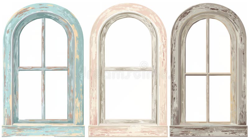 French Country-style Window Frames Painted in Soft Pastels, Featuring ...