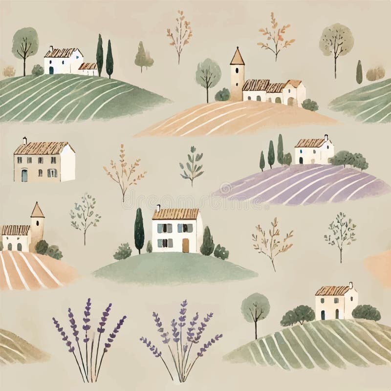 French Countryside Print Design in Vector Stock Vector - Illustration ...