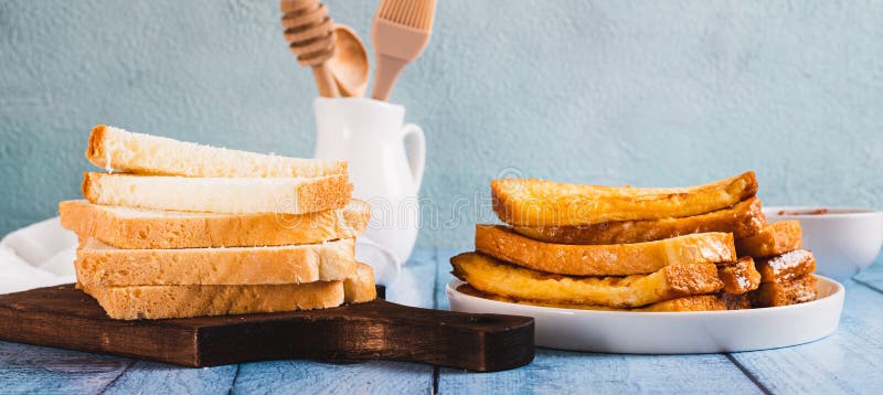 French Crispy Sweet Toast on Plate on Table Web Banner Stock Photo ...