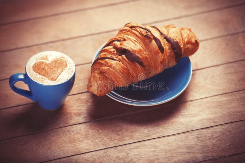 French croissant and cup stock image. Image of coffee - 43362493