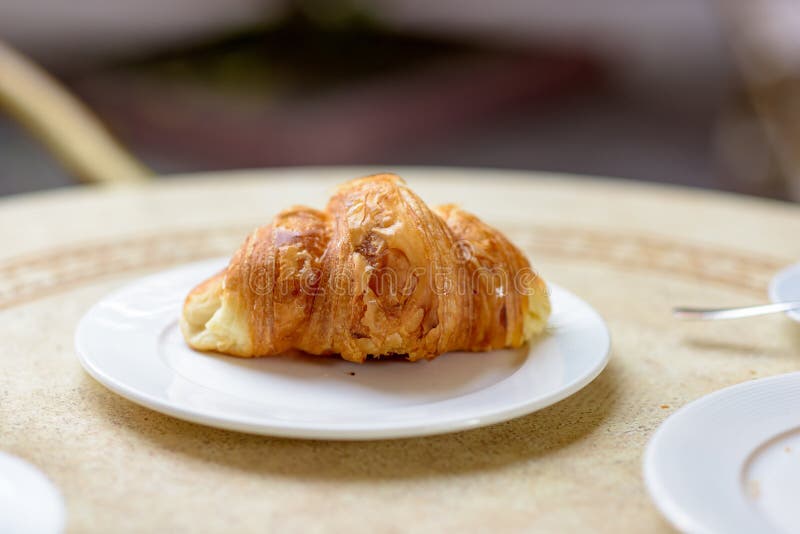 French croissant with tea stock image. Image of green - 61856529