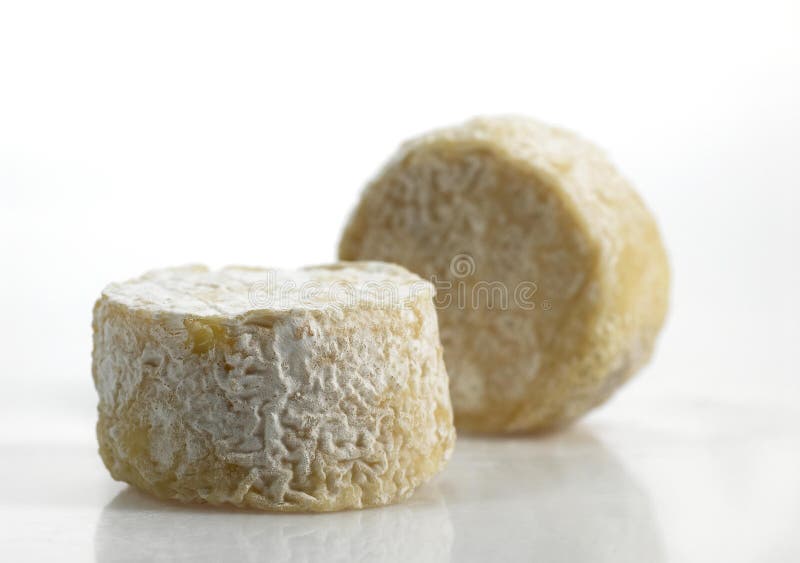 French Crottin Goat Cheese Against White Background Stock Photo - Image ...