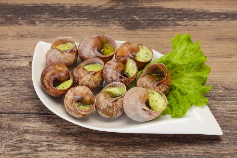 French Cuisine - Escargot with Sauce Stock Photo - Image of green ...