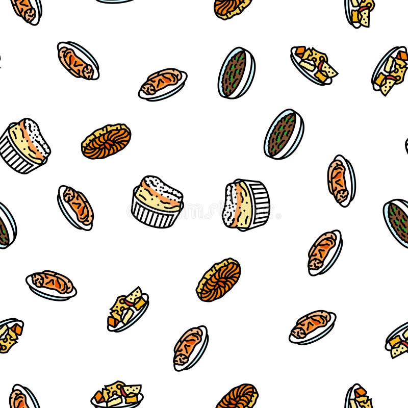 French Cuisine Food Meal Seamless Pattern Vector Stock Illustration ...