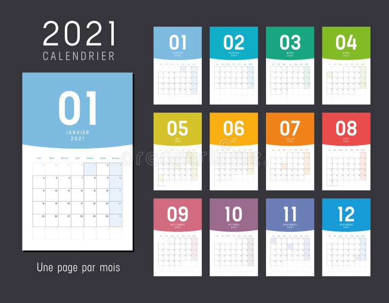 2021 French Calendar. Vector Illustration. Template Year Planner Stock ...