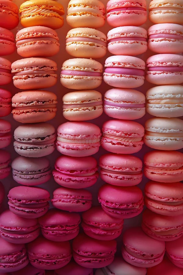 French Dessert Macarons of Different Colors Close-up, Generative Ai ...