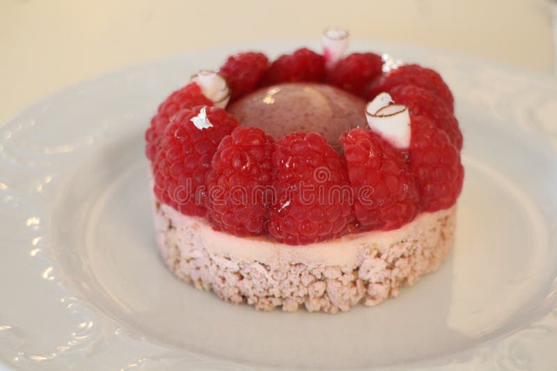 French Dessert: Raspberry Coconut Mousse in Paris, France Stock Image ...