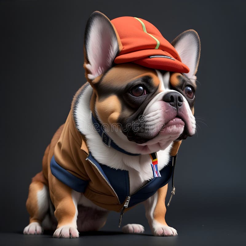 French Dog Like a Model. Generative AI. Stock Illustration ...