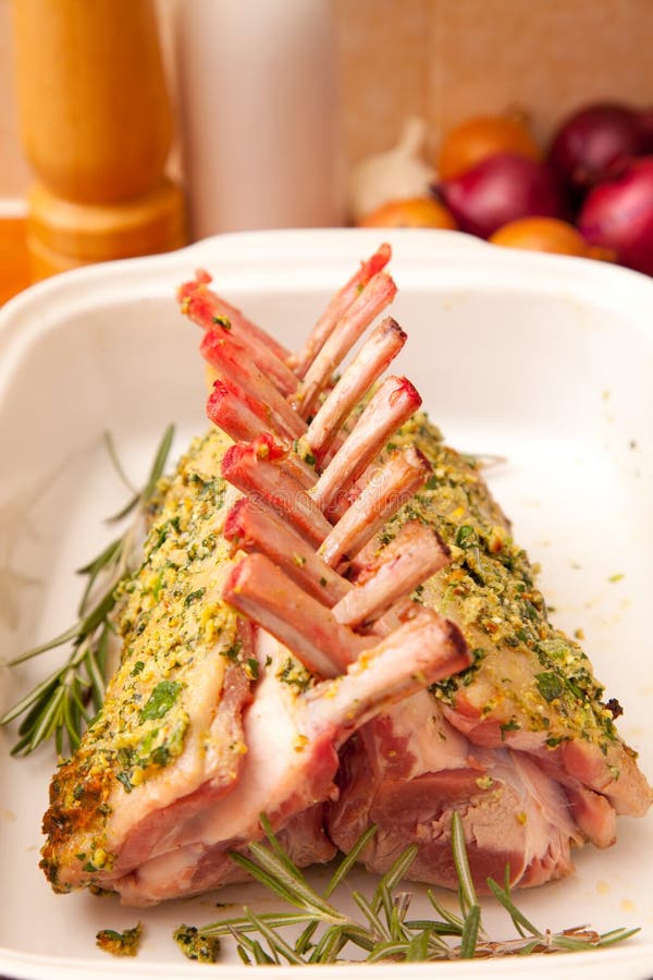 French Dressed Rack Of Lamb Stock Photo - Image of garnish, roasted ...