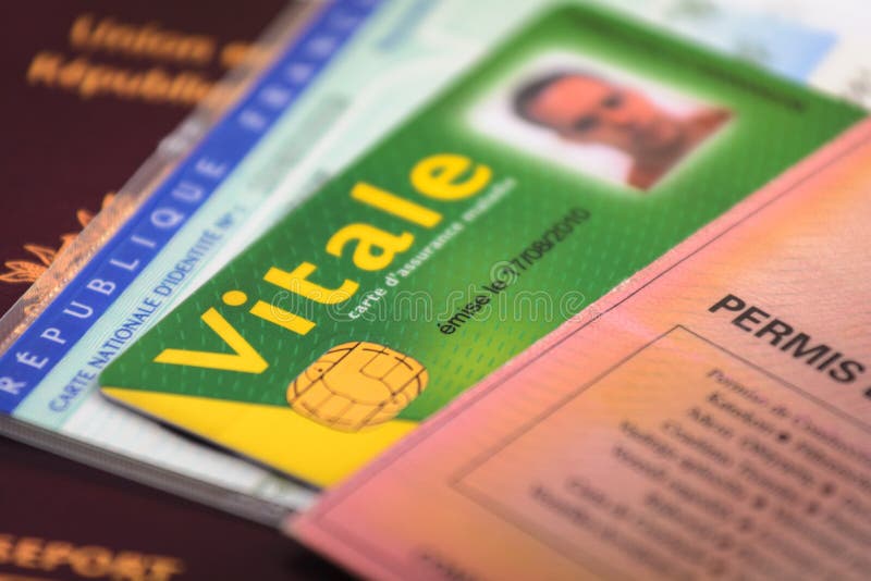 French Driver Licence and Identity Paper and Cards Stock Image - Image ...