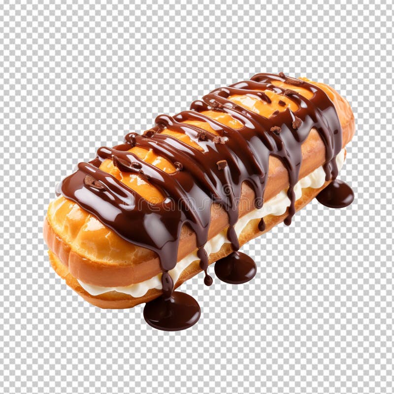 French Eclair Pastry Isolated on Transparent Background Stock ...
