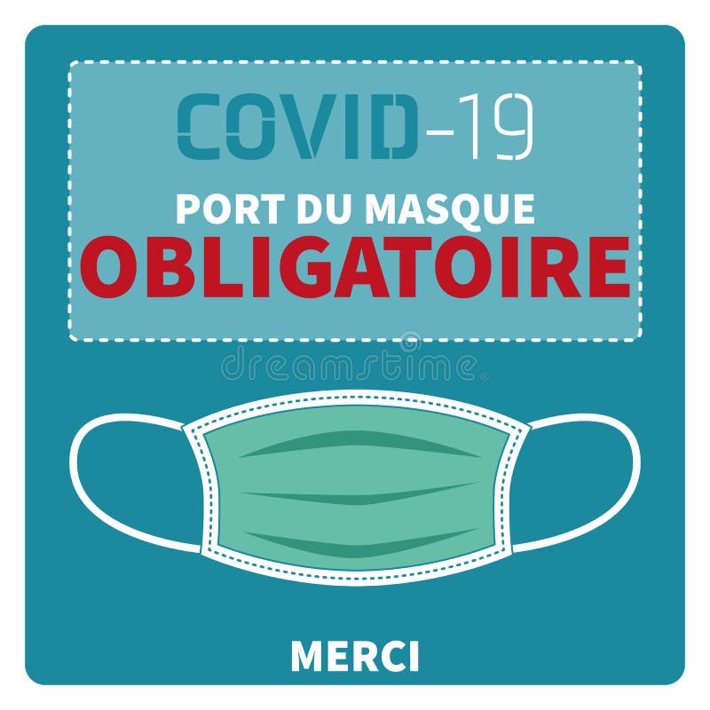 French Face Covering Required in this Building Covid-19 Protection Sign ...