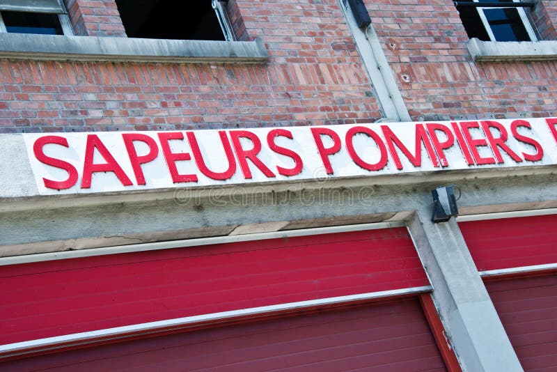 French fire station sign stock photo. Image of service - 45457676