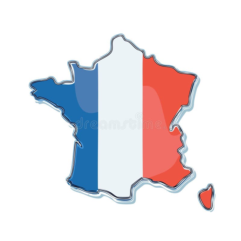 French Flag Design on Map Outline Vector Illustration Stock Vector ...