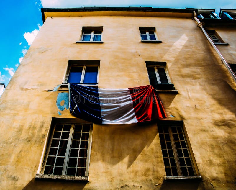 French Flag at Facade stock photo. Image of french, palace - 42963388