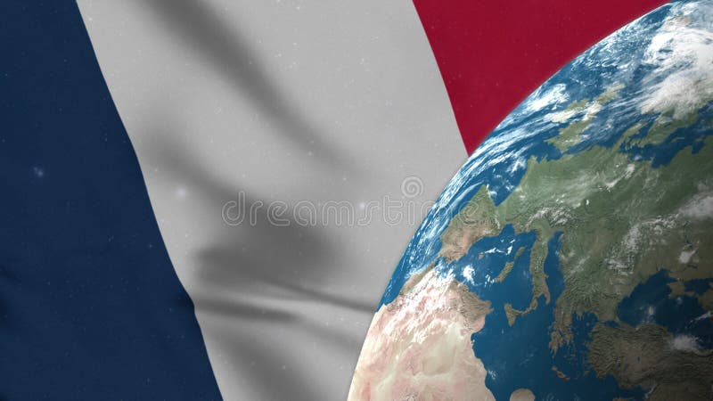 French Flag and France Map on Earth Globe 4K Stock Video - Video of ...
