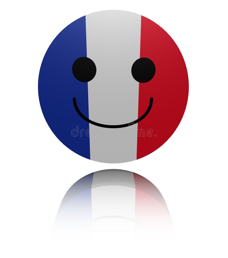 French Flag Happy Icon with Reflection Illustration Stock Illustration ...