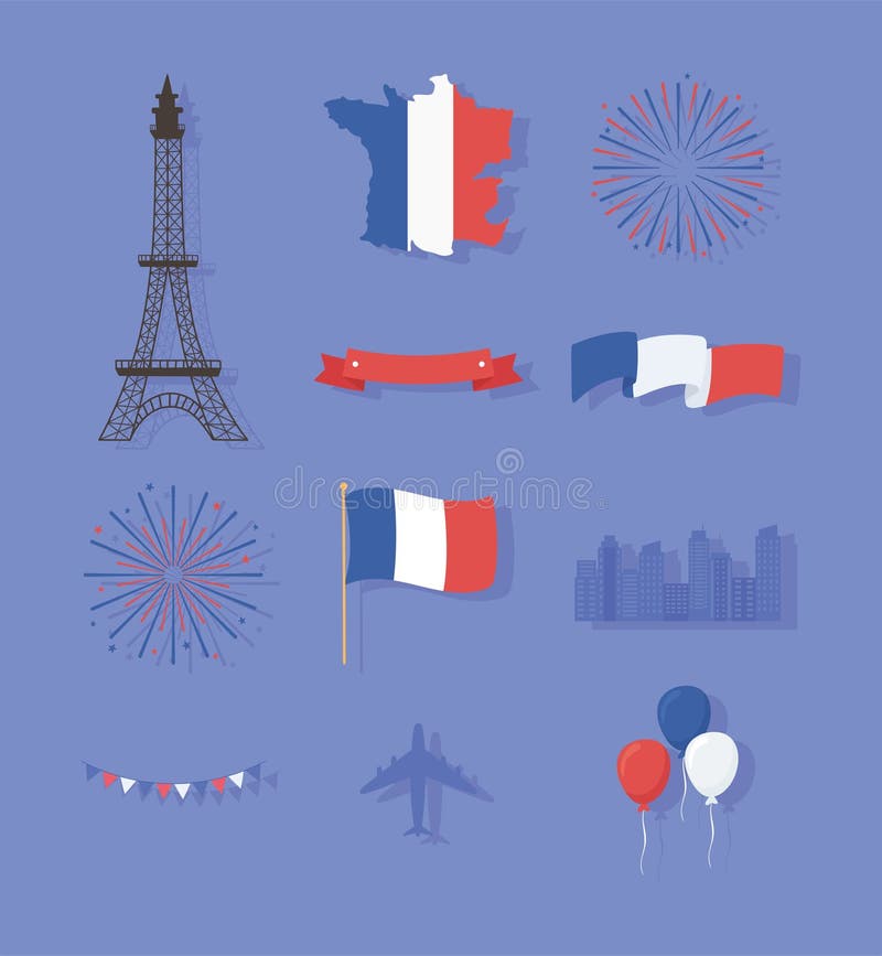 French symbols set stock vector. Illustration of tourism - 219925080