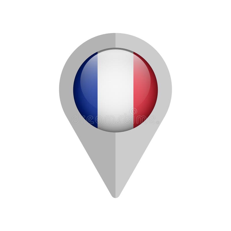 French Flag Map Pin Isolated Icon Vector Illustration. French Countries ...