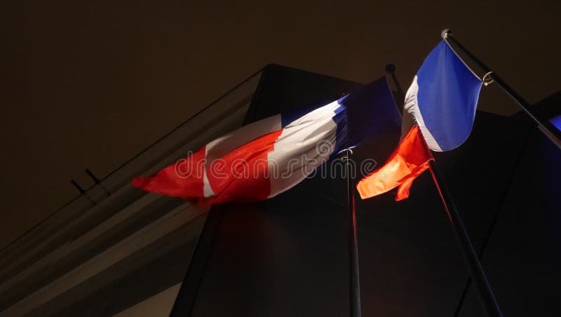 French flag by night stock photo. Image of architecture - 96452976