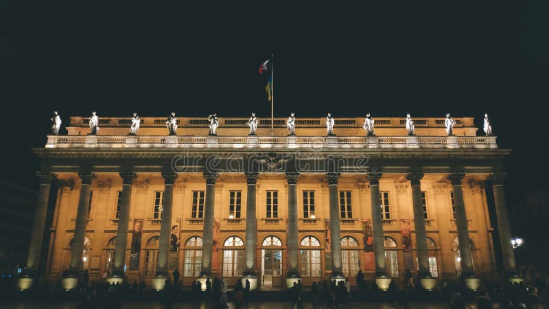 French Flag on Top of the National Opera House in Bordeaux. Editorial ...