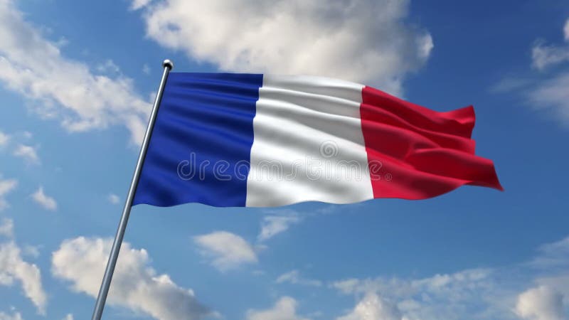 French Flag Waving on White Background, Animation. 3D Rendering Stock ...
