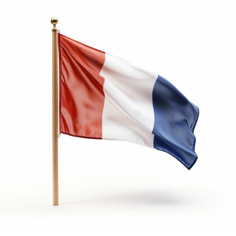 French Flag Waving on White Background Stock Illustration ...