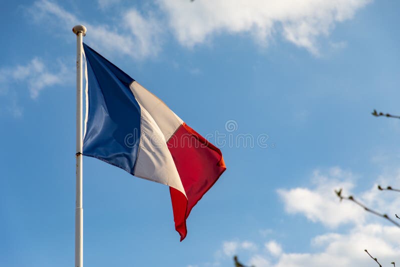 French Flag Waving on the Wind Stock Image - Image of independence ...