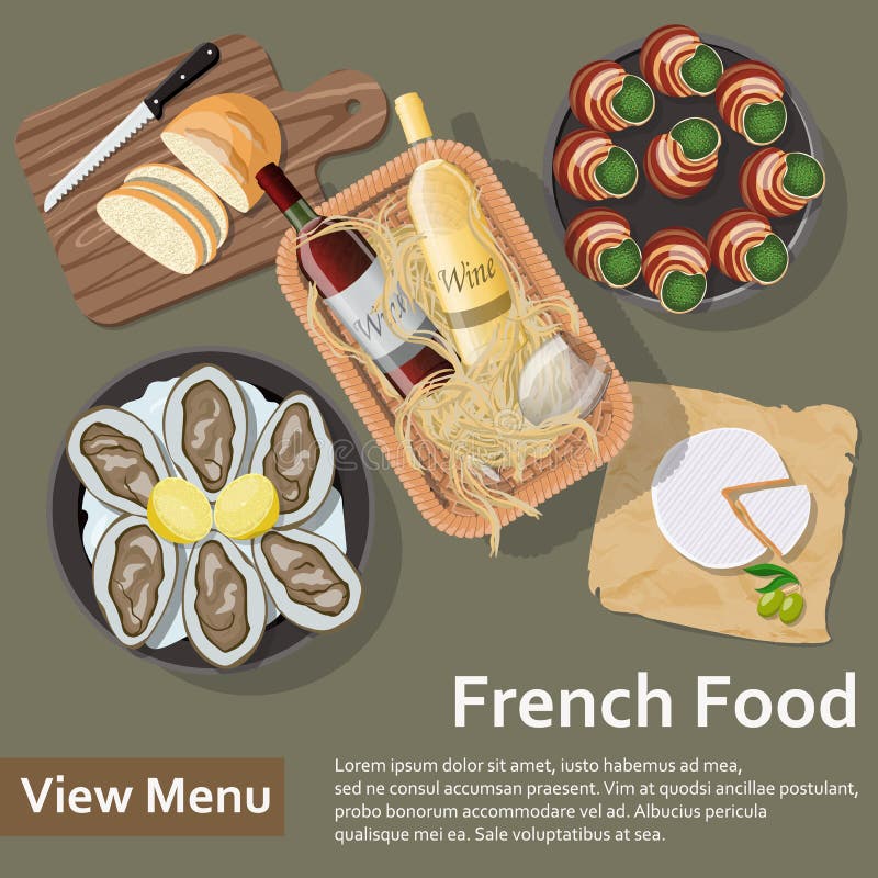 French Food Restaurant Menu Card. Stock Illustration - Illustration of ...