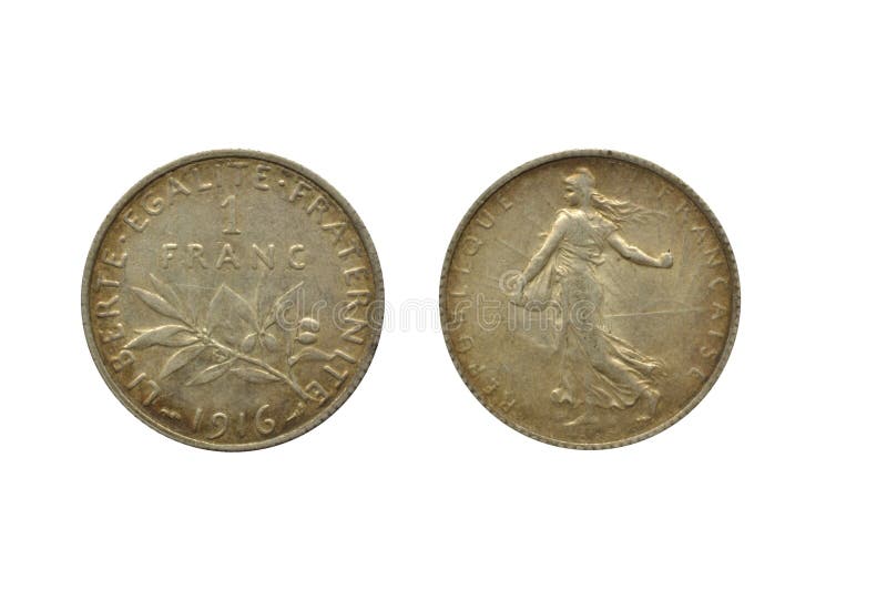 French franc 1916 stock image. Image of silver, history - 29169831