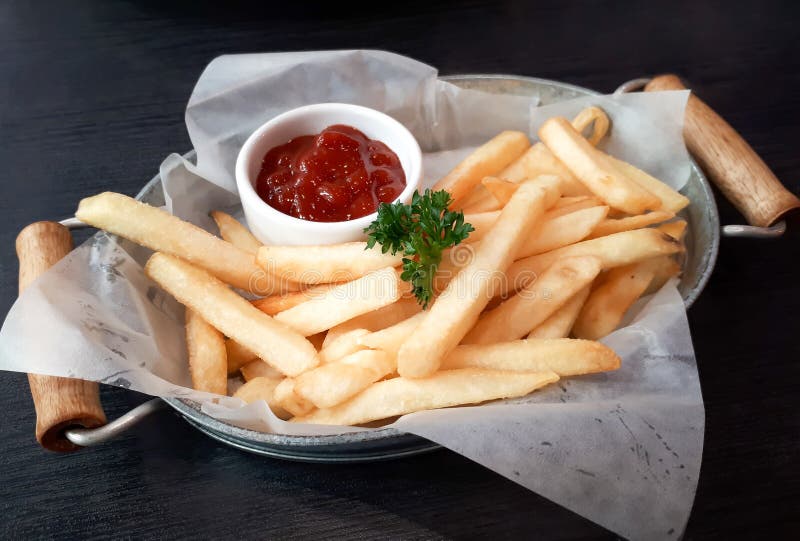French fried with ketchup stock photo. Image of background - 120918932
