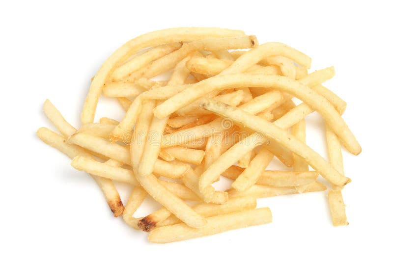 Flat View of Individual French Fries in Overhead View Stock Photo ...