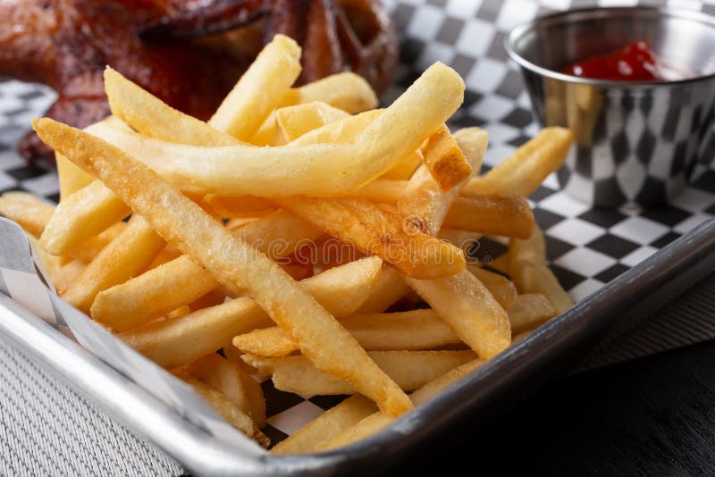 French fries on bbq tray stock photo. Image of background - 192753310