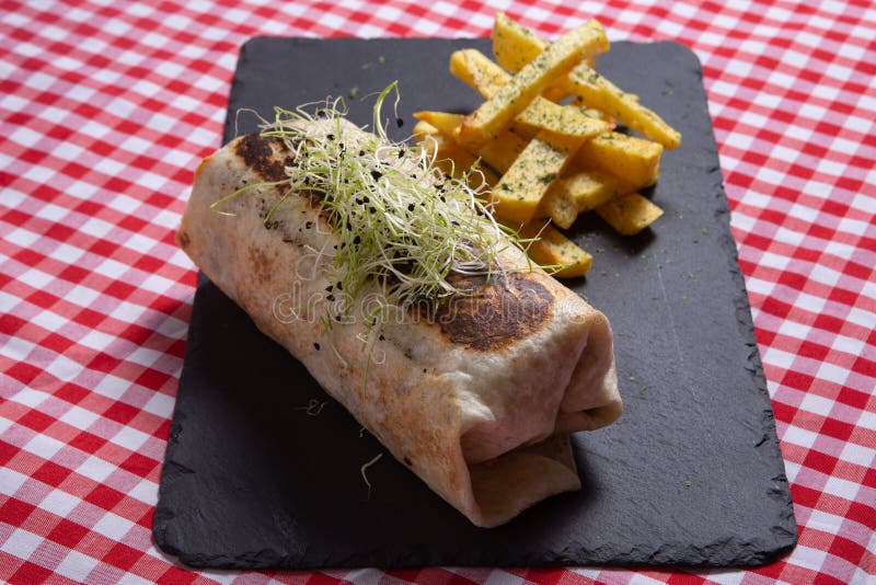 French Fries and Burrito Dinner Stock Image - Image of burrito, flour ...