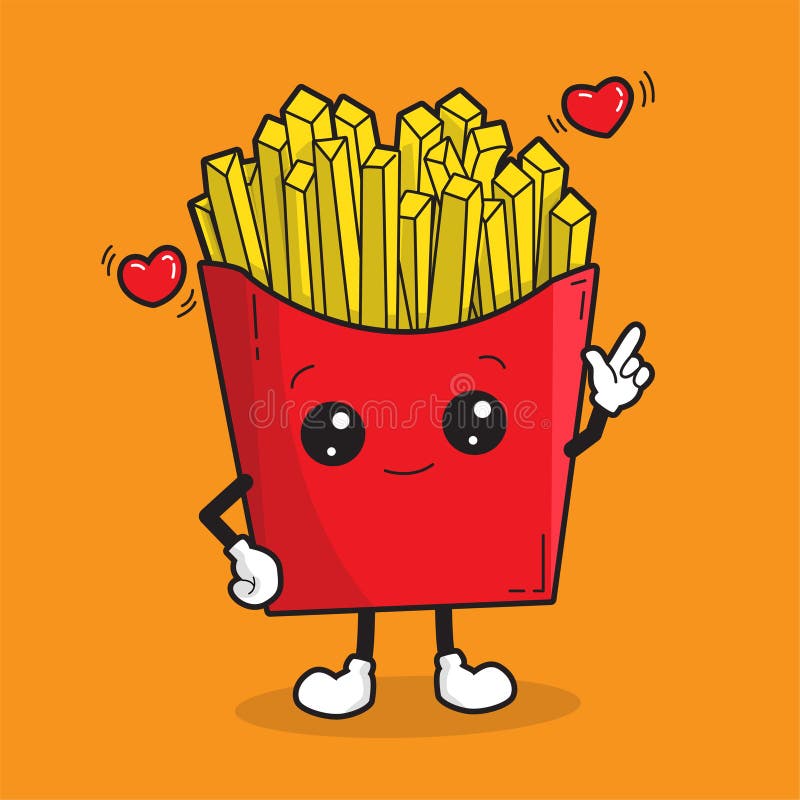 Cute French Fries Character Vector Design Stock Vector - Illustration ...