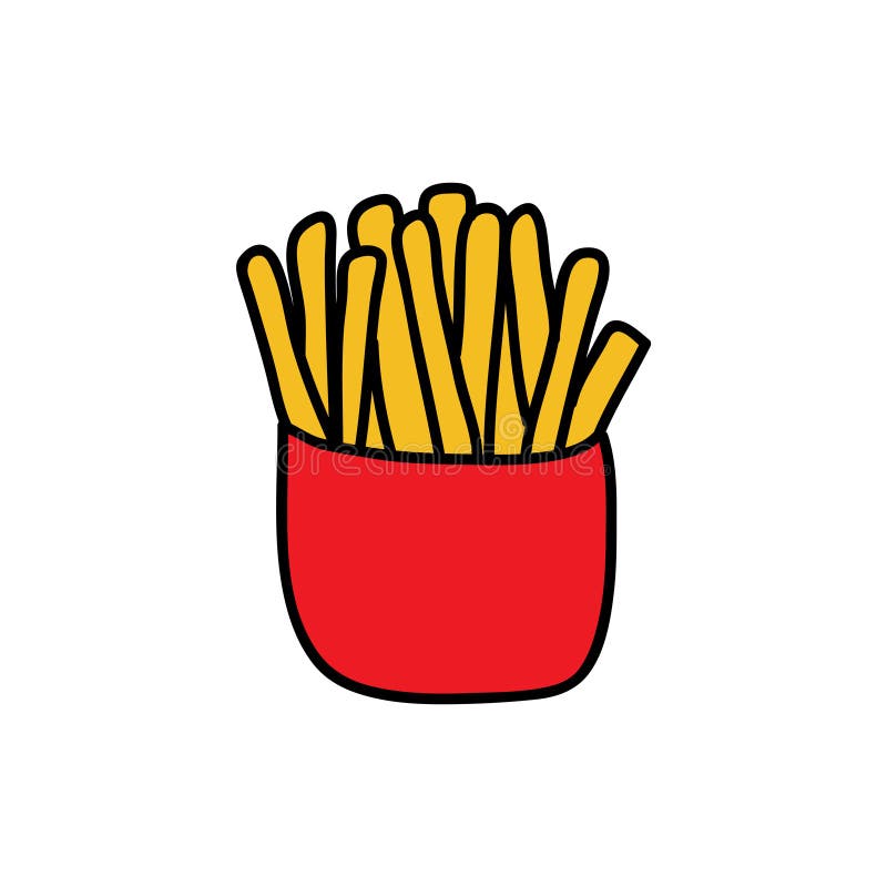 French Fries Doodle Icon, Vector Illustration Stock Illustration ...