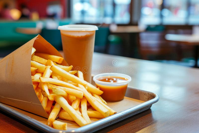 French Fries in a Fast Food Restaurant. Fast Food. AI Generated. Stock ...