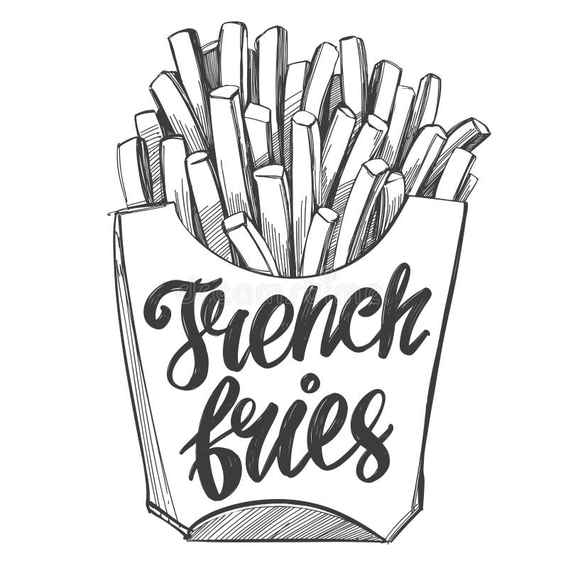 French Fries , Fastfood, Logo, and Drawn Vector Illustration Realistic ... French Fries , Fastfood, Logo, and Drawn Vector Illustration Realistic ...
