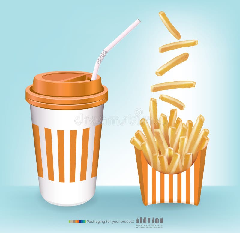 French Fries with a Glass of Water.vector Stock Vector - Illustration ...