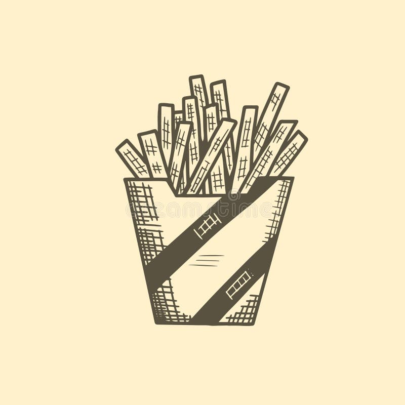 French Fries, Hand Drawn Sketch Vector Illustration Stock Vector ...