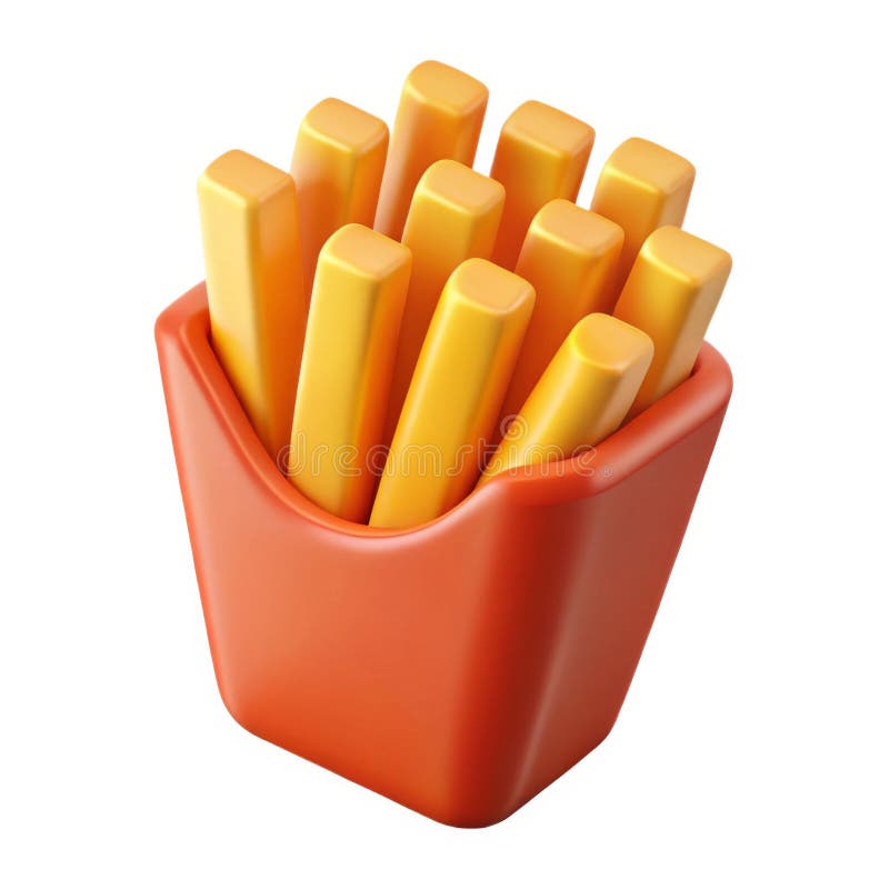 French Fries Icon in Red Container, Vibrant and Minimalistic Design ...