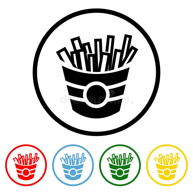 French Fries Icon Vector Illustration Design Element with Four Color ...